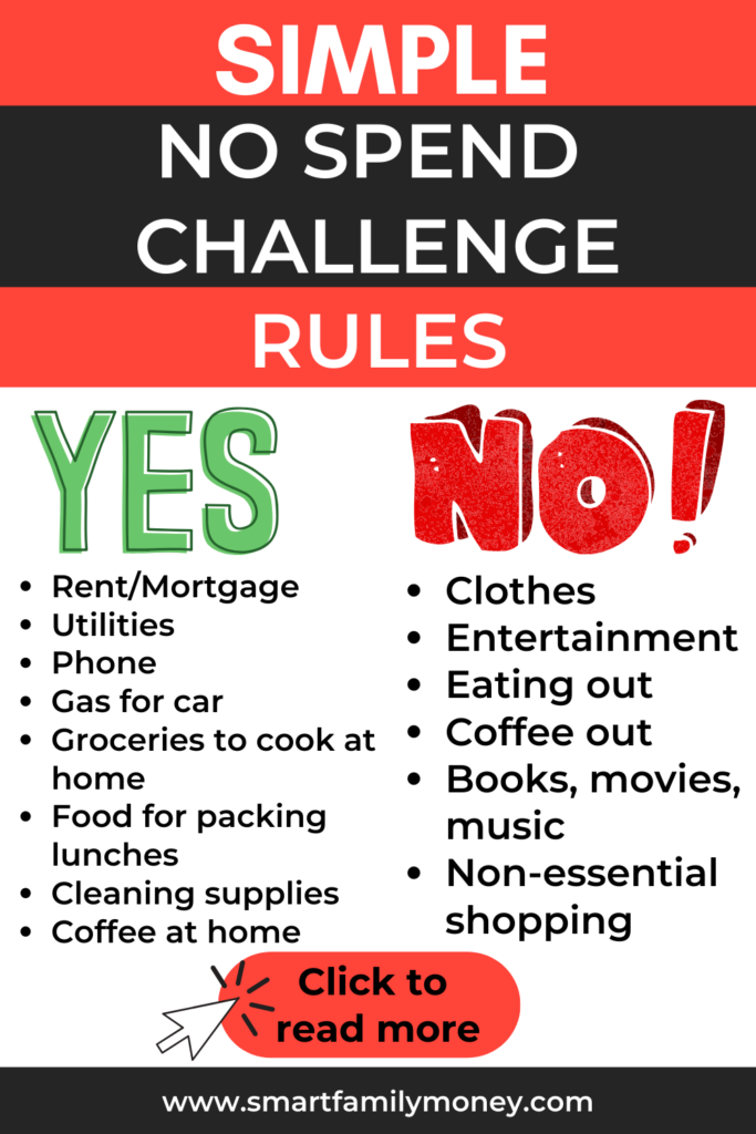 No Spend Challenge: 5 Simple Steps to Save Big Money - Smart Family Money No Spend Challenge: 5 Simple Steps to Save Big Money - Smart Family Money